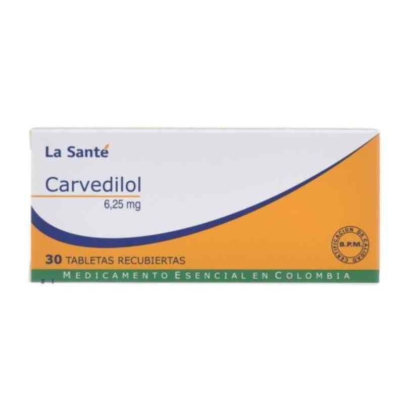 CARVEDILOL 6.25 MG CAJA X 30 TABLETAS LA SANTE